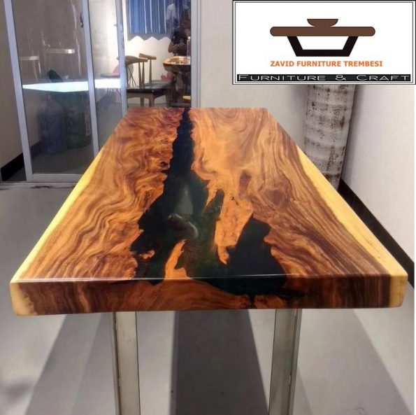 Jual Meja Resin Kayu Trembesi Unik Antik Kayu solid