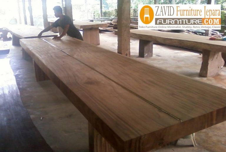 Meja Kayu Jati Utuh Tebal Terlengkap