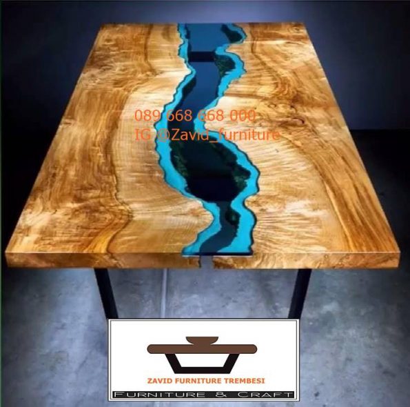 Meja Resin Kayu Solid Model Terbaru Lucu Kekinian