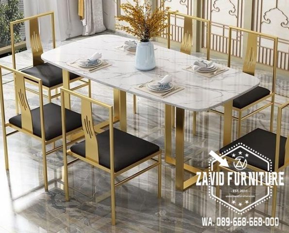 Meja Makan Marmer Model Mewah Elegan Desain Minimalis