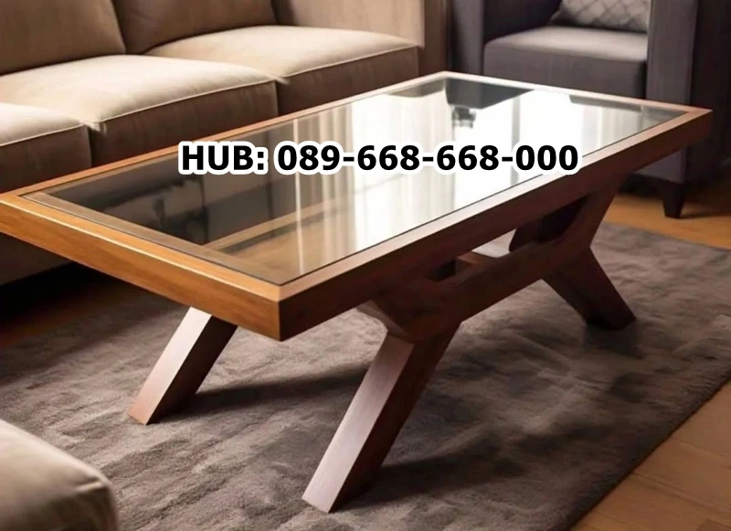 Meja Tamu Kayu Jati Top Table Kaca